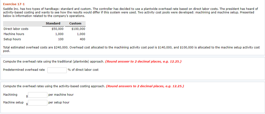 Solved Exercise 17-01 a-c (Video) (Part Level Submission) | Chegg.com