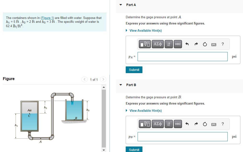 Solved The containers shown in (Figure 1) are filled with | Chegg.com