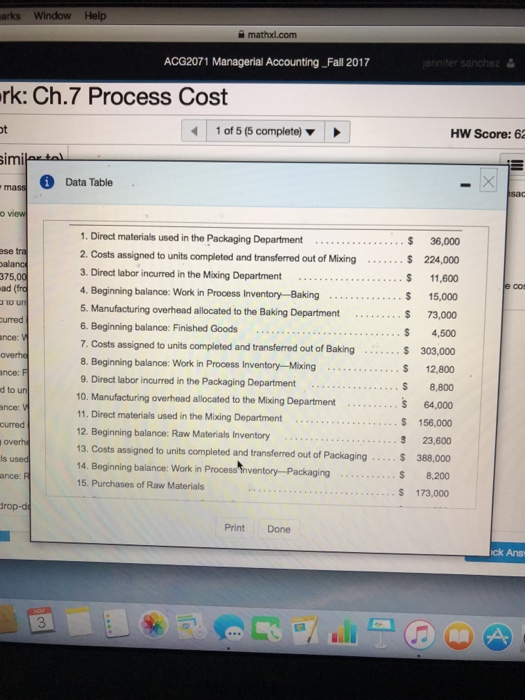 Solved Homework: Ch.7 Process Cost Score:0.06 of 1 pt | Chegg.com