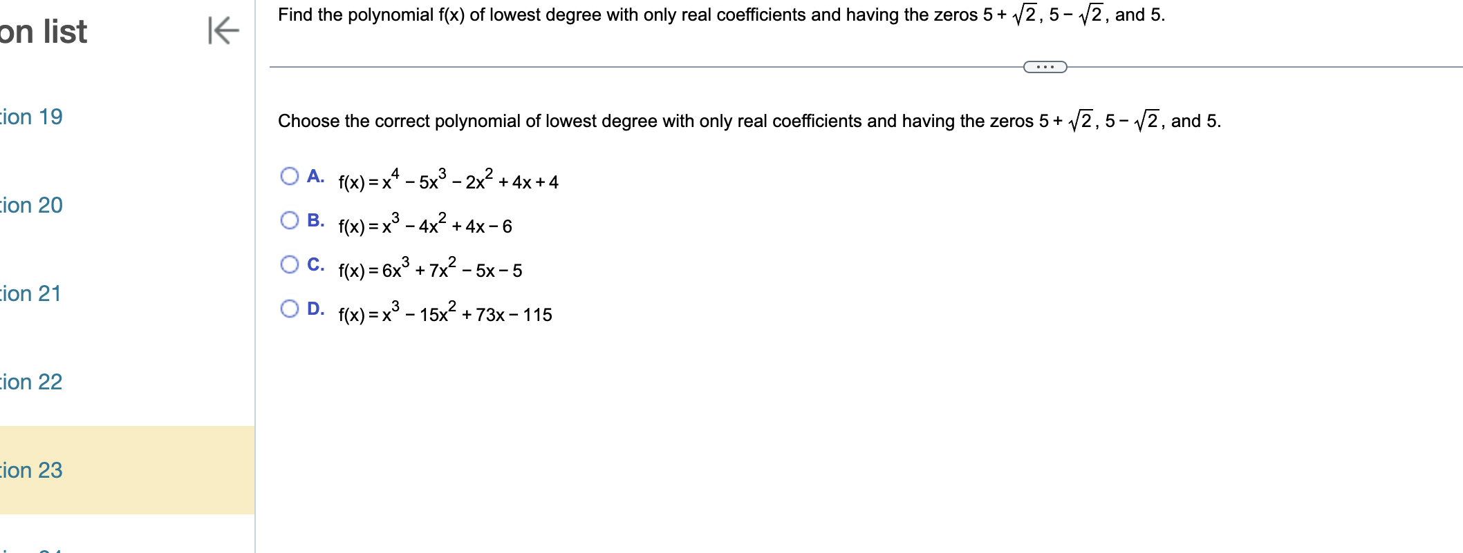 Solved Find a polynomial function of degree 3 with real | Chegg.com