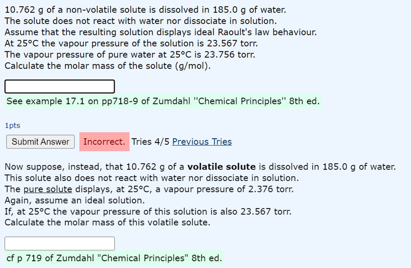 Solved 10.762g ﻿of a non-volatile solute is dissolved in | Chegg.com