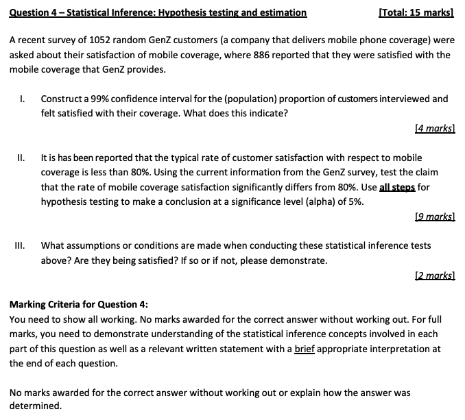 Solved Question 4 - Statistical Inference: Hypothesis | Chegg.com