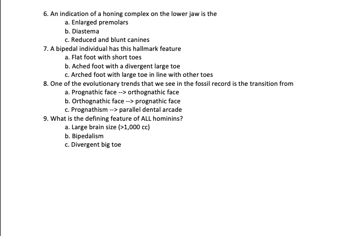 Solved 6. An indication of a honing complex on the lower jaw | Chegg.com
