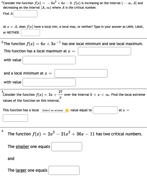 Solved 1 Consider the function f(x) 6x2 + 6x - 9. f(x) is | Chegg.com