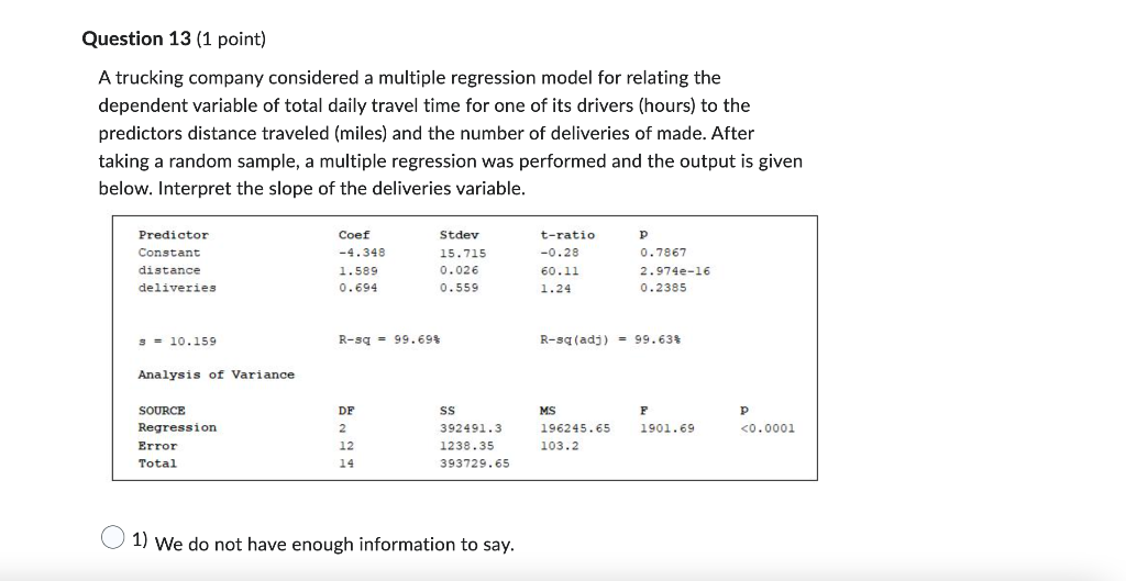 Solved Question 12 (1 point) You work for a parts | Chegg.com