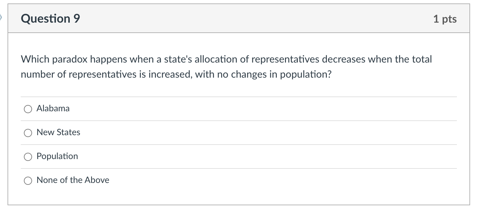 Solved Which paradox happens when a state's allocation of | Chegg.com