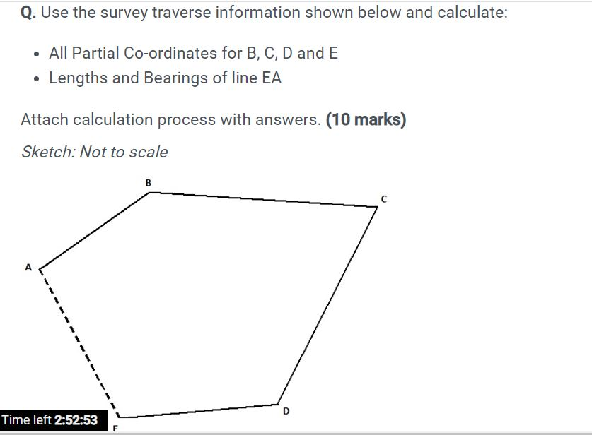 Solved Q. Use the survey traverse information shown below | Chegg.com