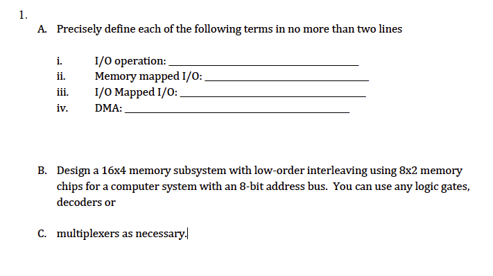 Solved 1. A. Precisely define each of the following terms in | Chegg.com