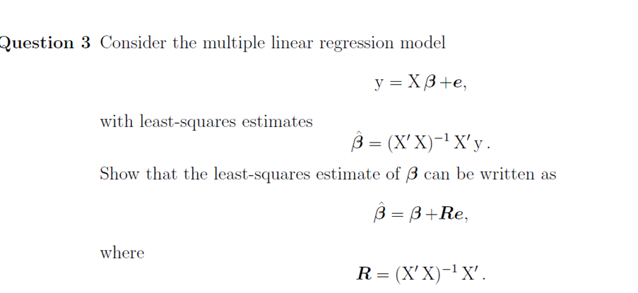 Solved Question 3 ﻿Consider the multiple linear regression | Chegg.com