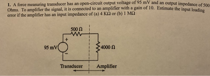 Solved 1. A force measuring transducer has an open-circuit | Chegg.com