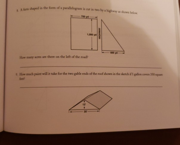 Solved & A farm shaped in the form of a parallelogram is cut | Chegg.com