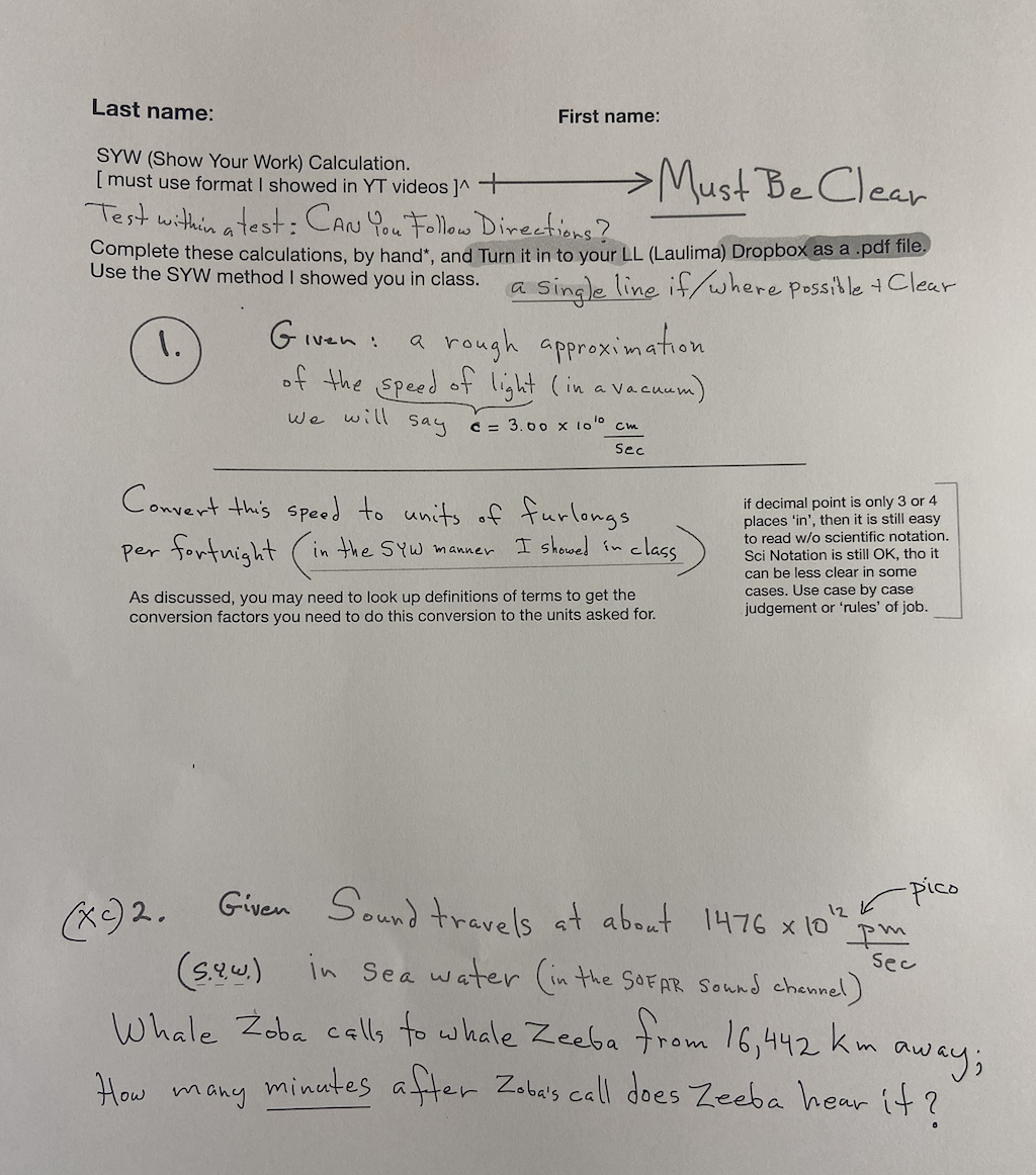 Solved Last name: First name: SYW (Show Your Work) | Chegg.com