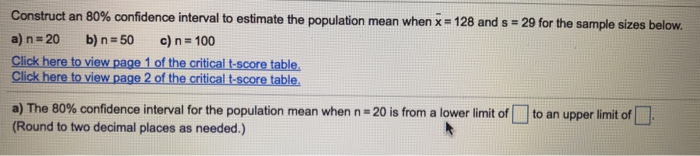 Solved Construct an 80% confidence interval to estimate the | Chegg.com