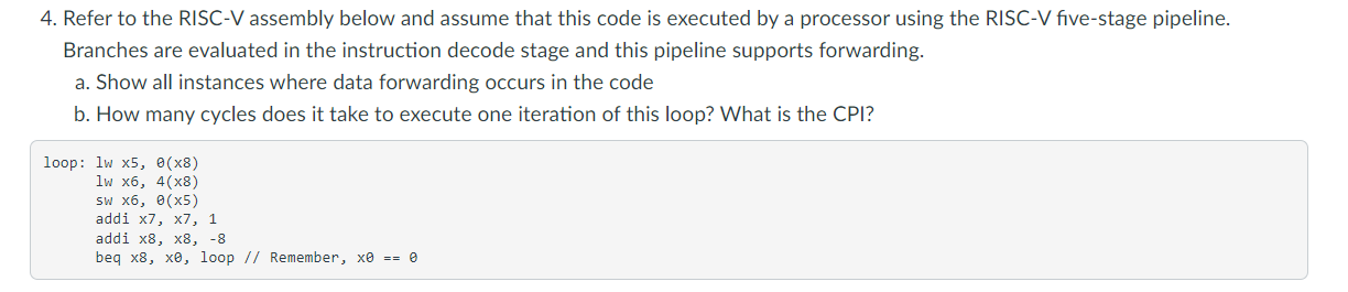Solved 4. Refer to the RISC-V assembly below and assume that | Chegg.com