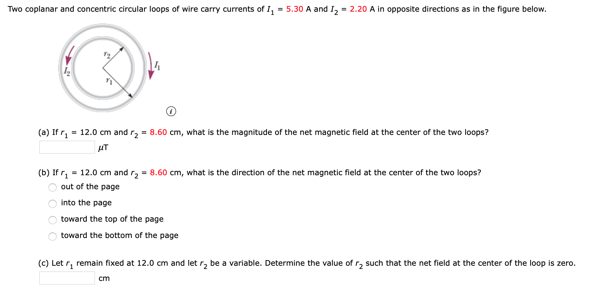 Solved Two coplanar and concentric circular loops of wire | Chegg.com