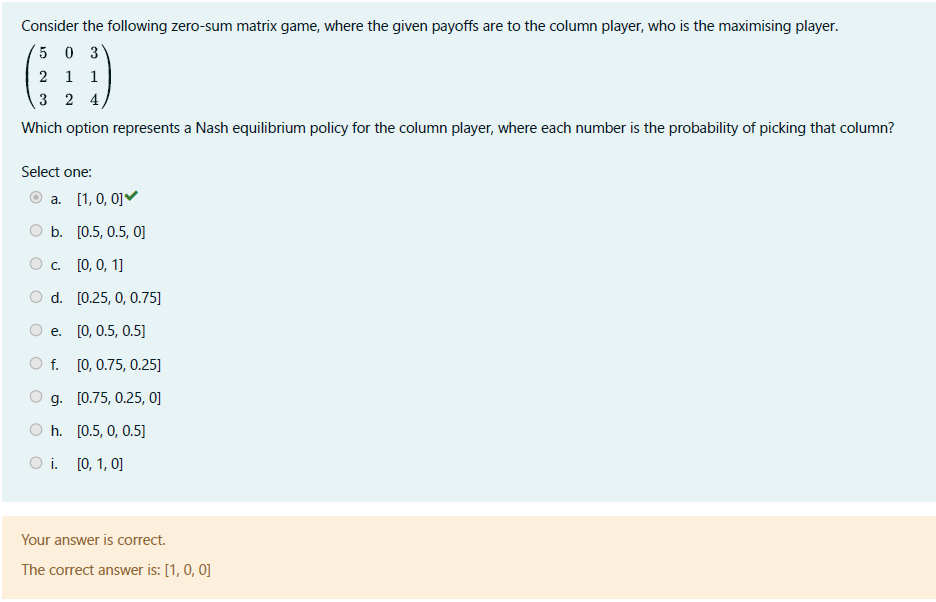 Solved Consider the following zero-sum matrix game, where | Chegg.com