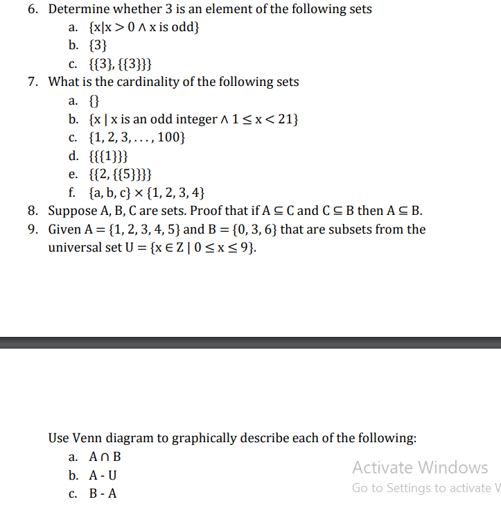 Solved 6. Determine whether 3 is an element of the following | Chegg.com