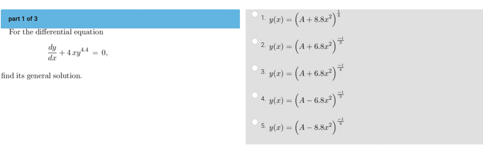 Solved part 1 ﻿of 3For the differential | Chegg.com