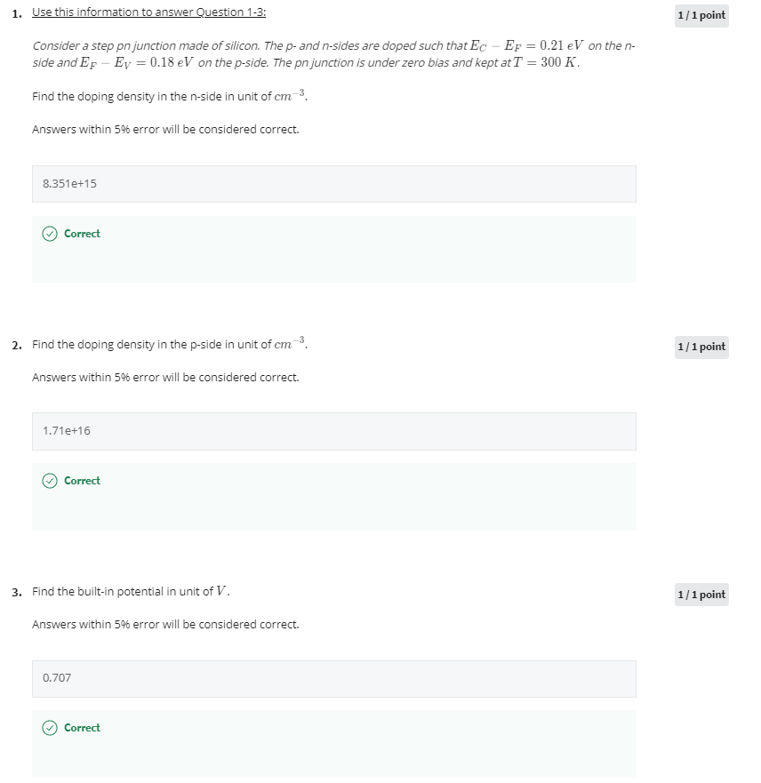 Solved 1. Use this information to answer Question 1-3: 1/1 | Chegg.com