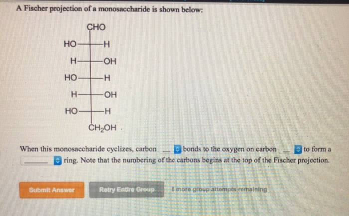 Solved A Fischer projection of a monosaccharide is shown | Chegg.com