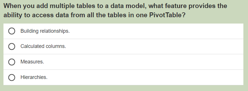 Solved When You Add Multiple Tables To A Data Model What Chegg