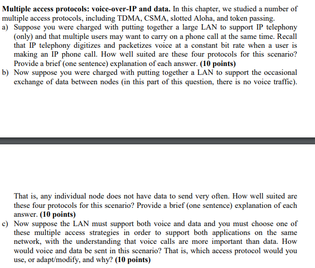 Solved Multiple access protocols: voice-over-IP and data. In | Chegg.com