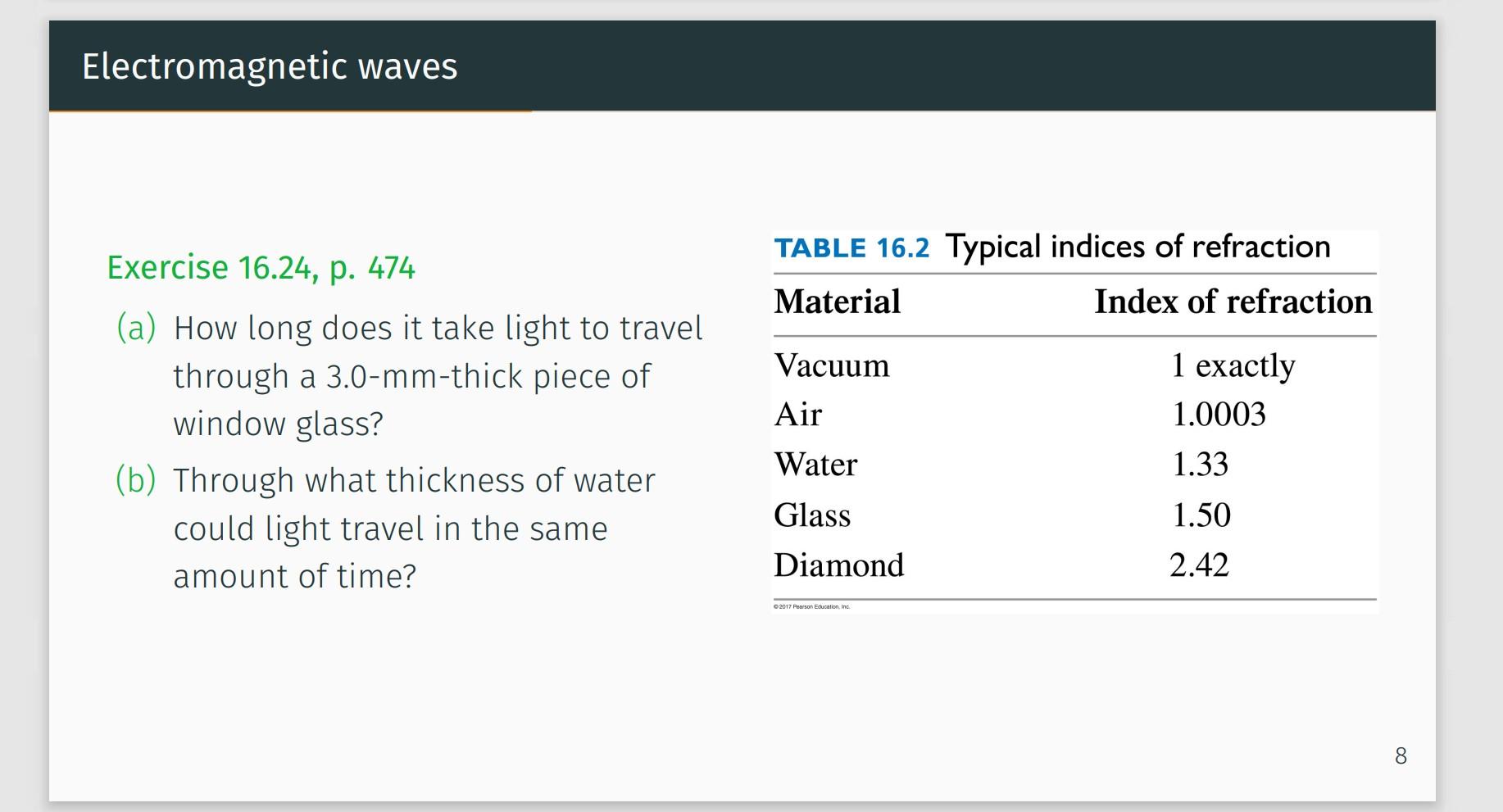 Solved Electromagnetic waves Exercise 16.24, p. 474 TABLE | Chegg.com