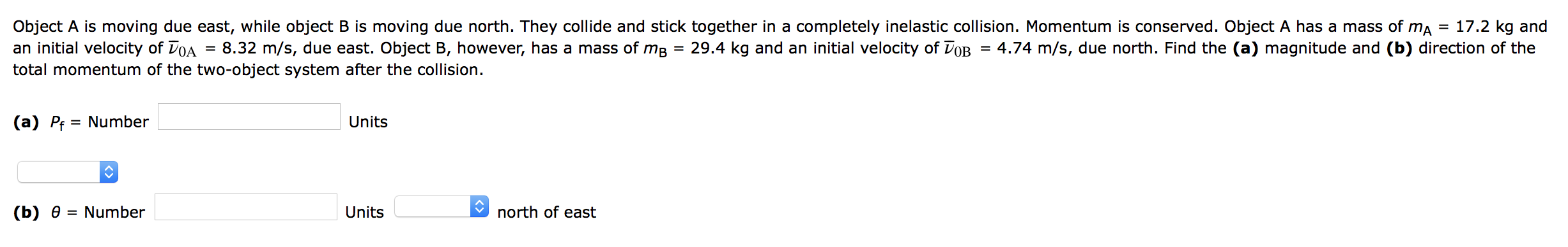 Solved Object A is moving due east, while object B is moving | Chegg.com