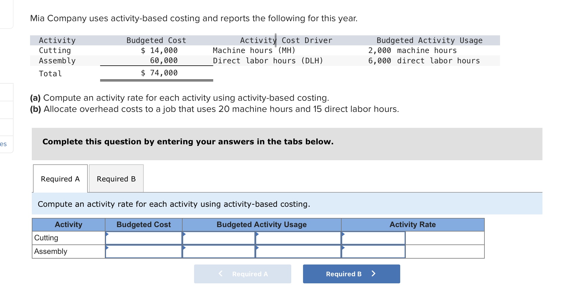 Solved Mia Company uses activity-based costing and reports | Chegg.com
