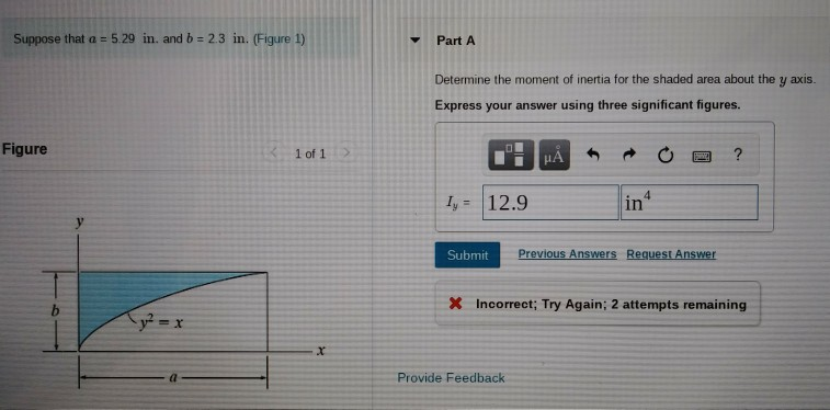 Solved Suppose that a 5.29 in. and b 2.3 in. (Figure 1) Part | Chegg.com