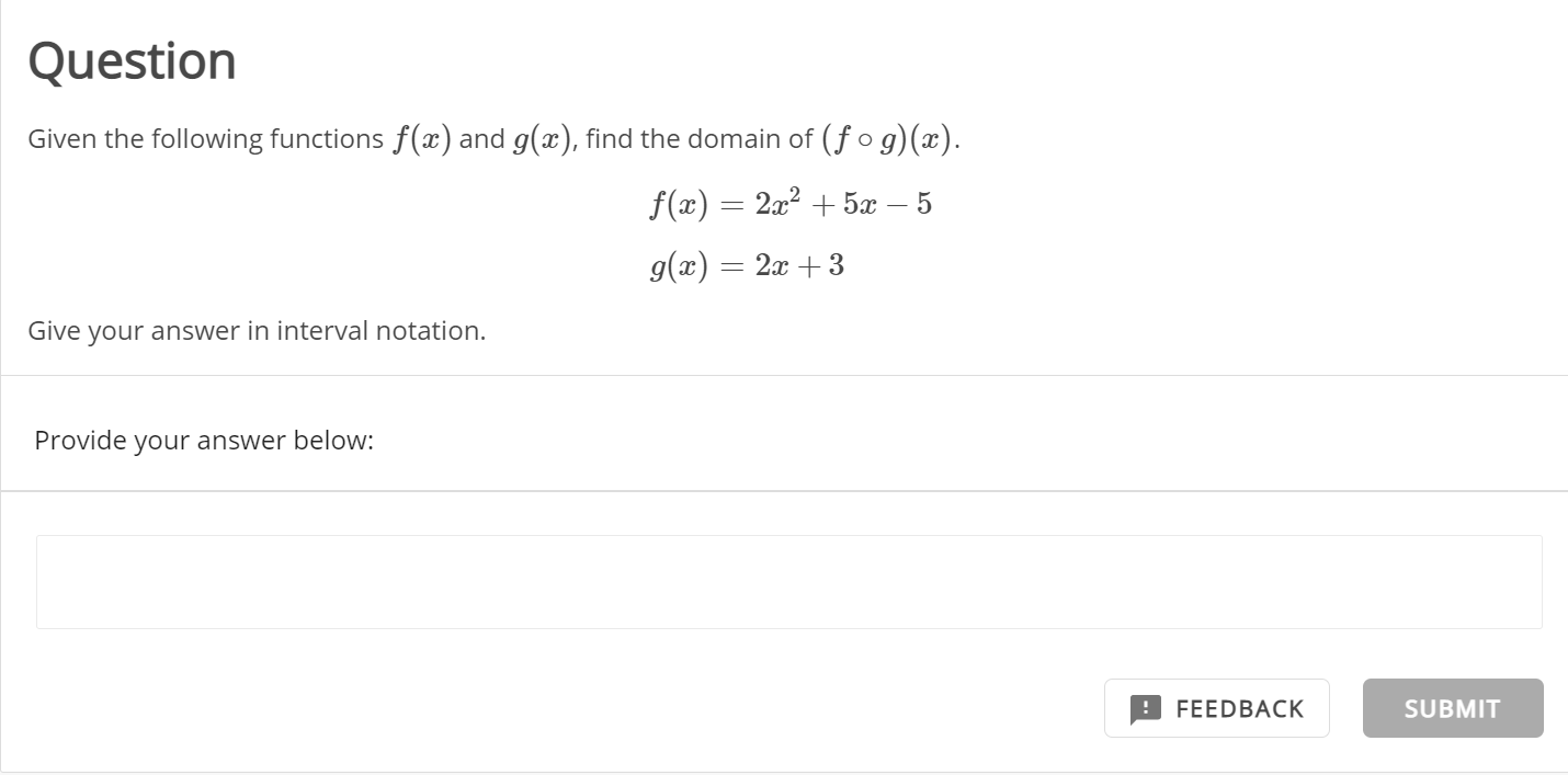 Solved Question Given the following functions f(x) and g(x), | Chegg.com