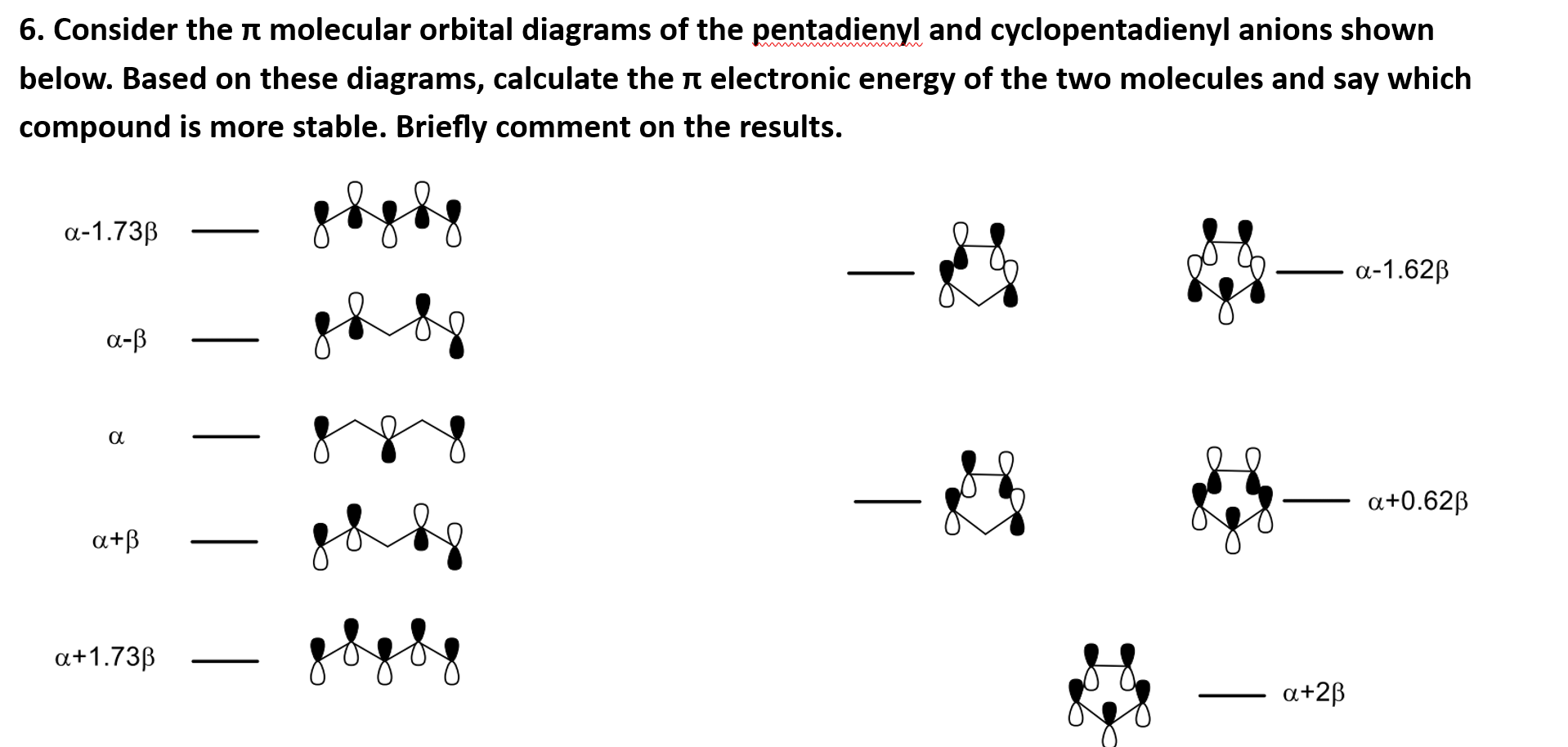 Solved 6. ﻿Consider the \( \pi \) ﻿molecular orbital | Chegg.com