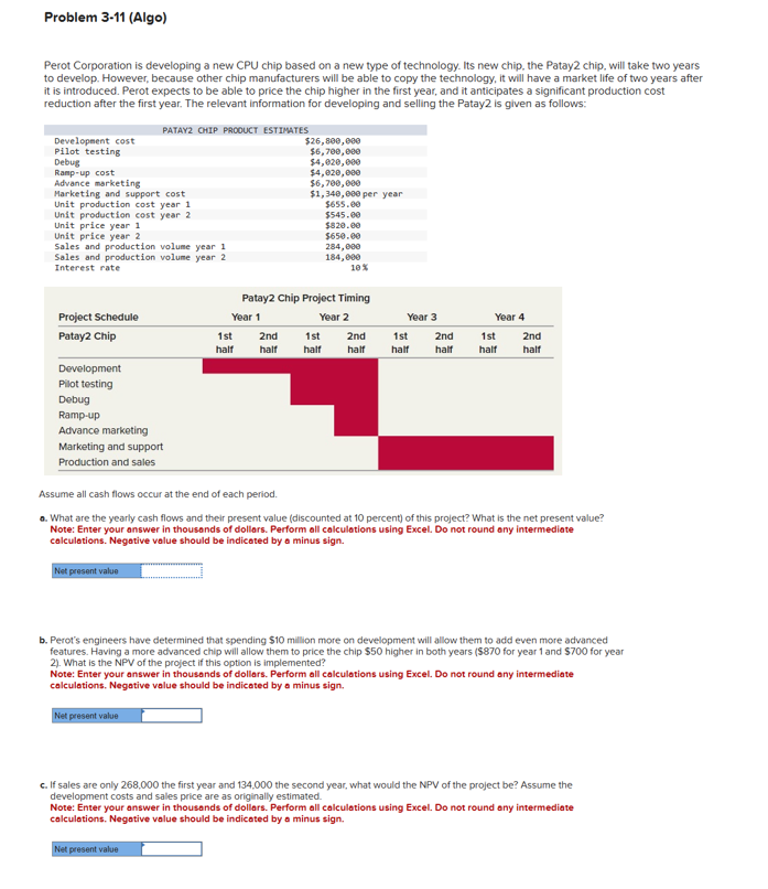 Solved Problem 3-11 (Algo)Perot Corporation is developing a | Chegg.com