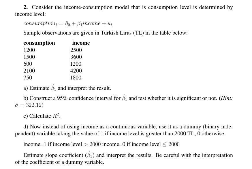 Solved Consider the income-consumption model that is | Chegg.com