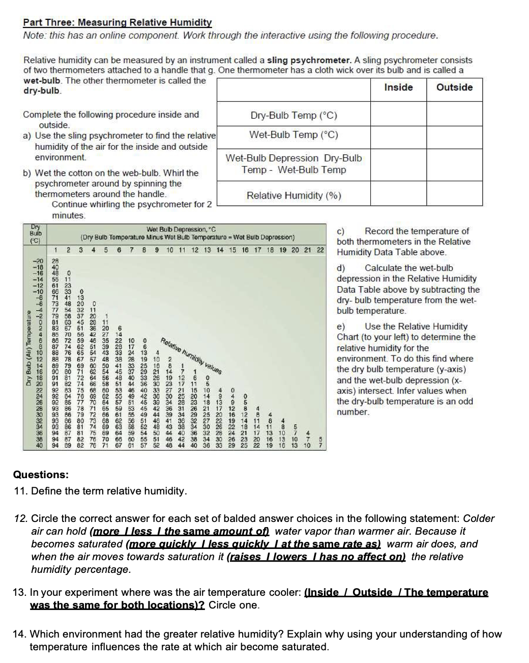 Solved Part Three: Measuring Relative HumidityNote: this has | Chegg.com