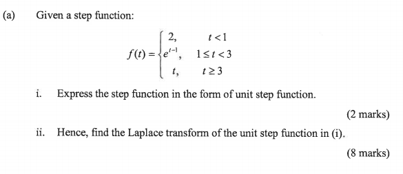 Solved (a) Given a step function: t