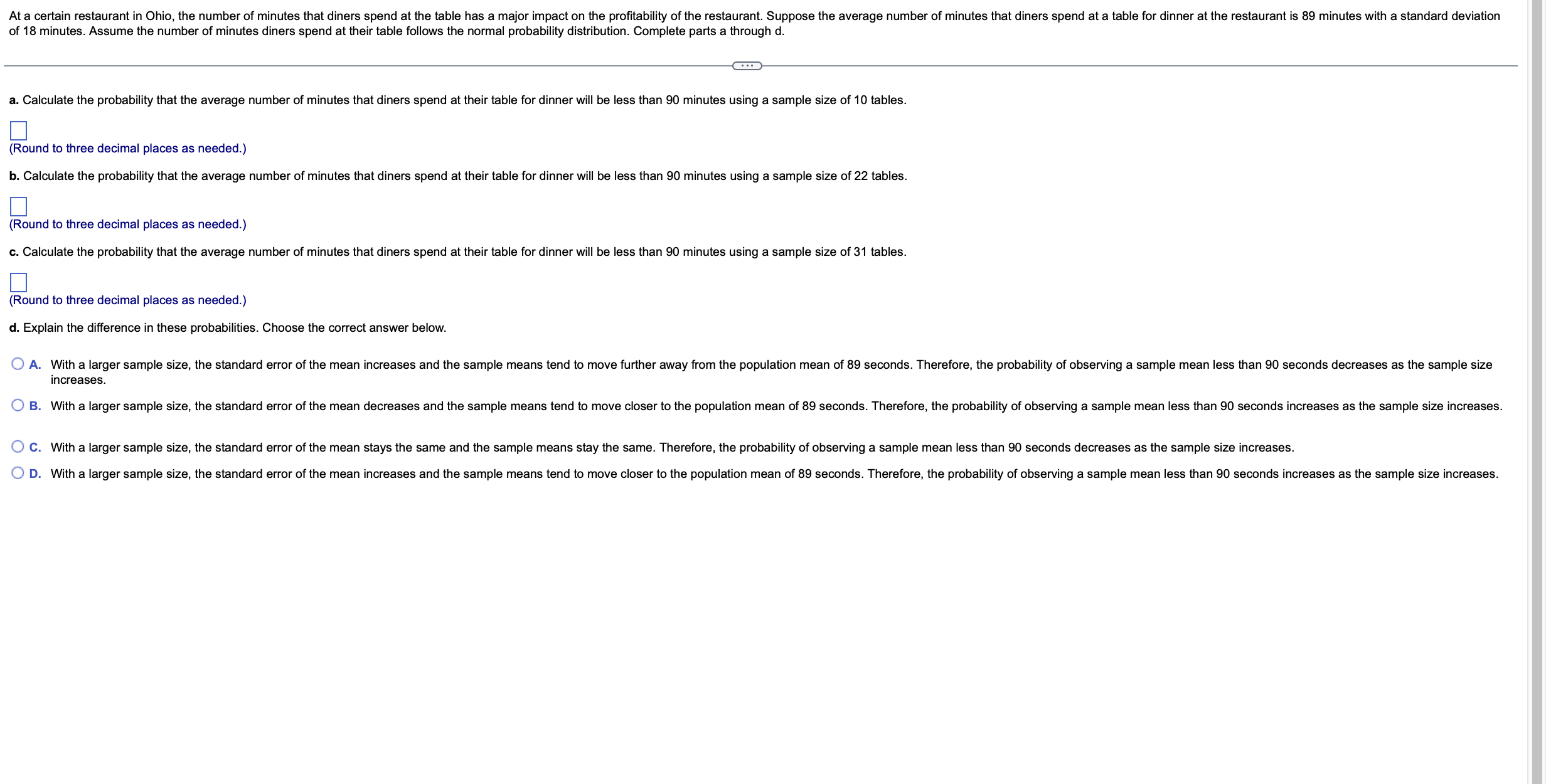 Solved a. Calculate the probability that the average number | Chegg.com