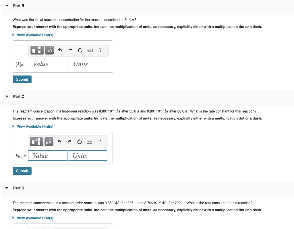 Solved What was the initial reactant concentration for the | Chegg.com