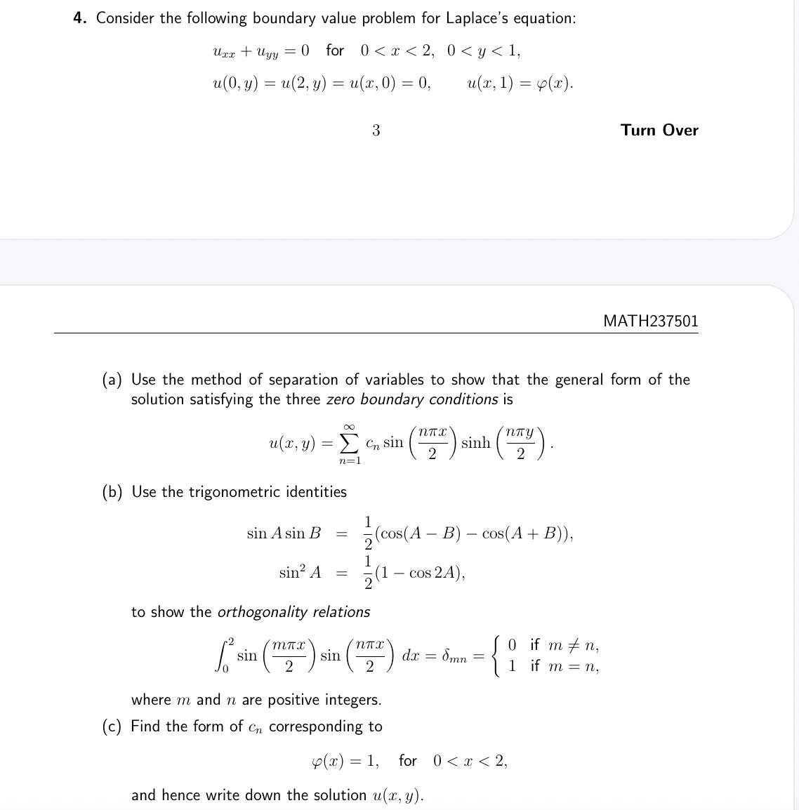 Solved 4. Consider the following boundary value problem for | Chegg.com