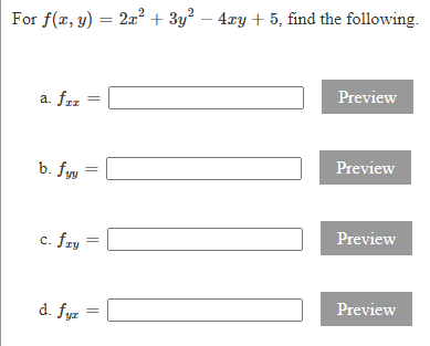 Solved f(x,y)=2x2+3y2−4xy+5 | Chegg.com