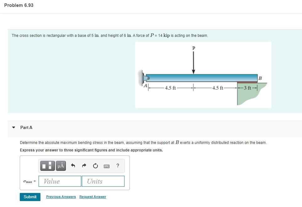 Solved Problem 6.93 The cross section is rectangular with a | Chegg.com