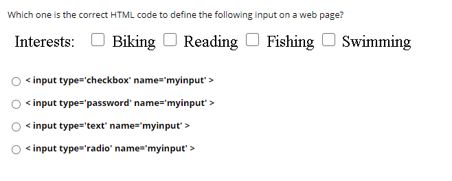 Solved Which one is the correct HTML code to define the | Chegg.com