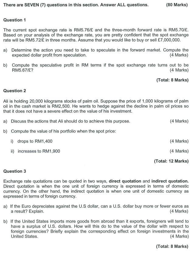 Solved There are SEVEN (7) questions in this section. Answer | Chegg.com