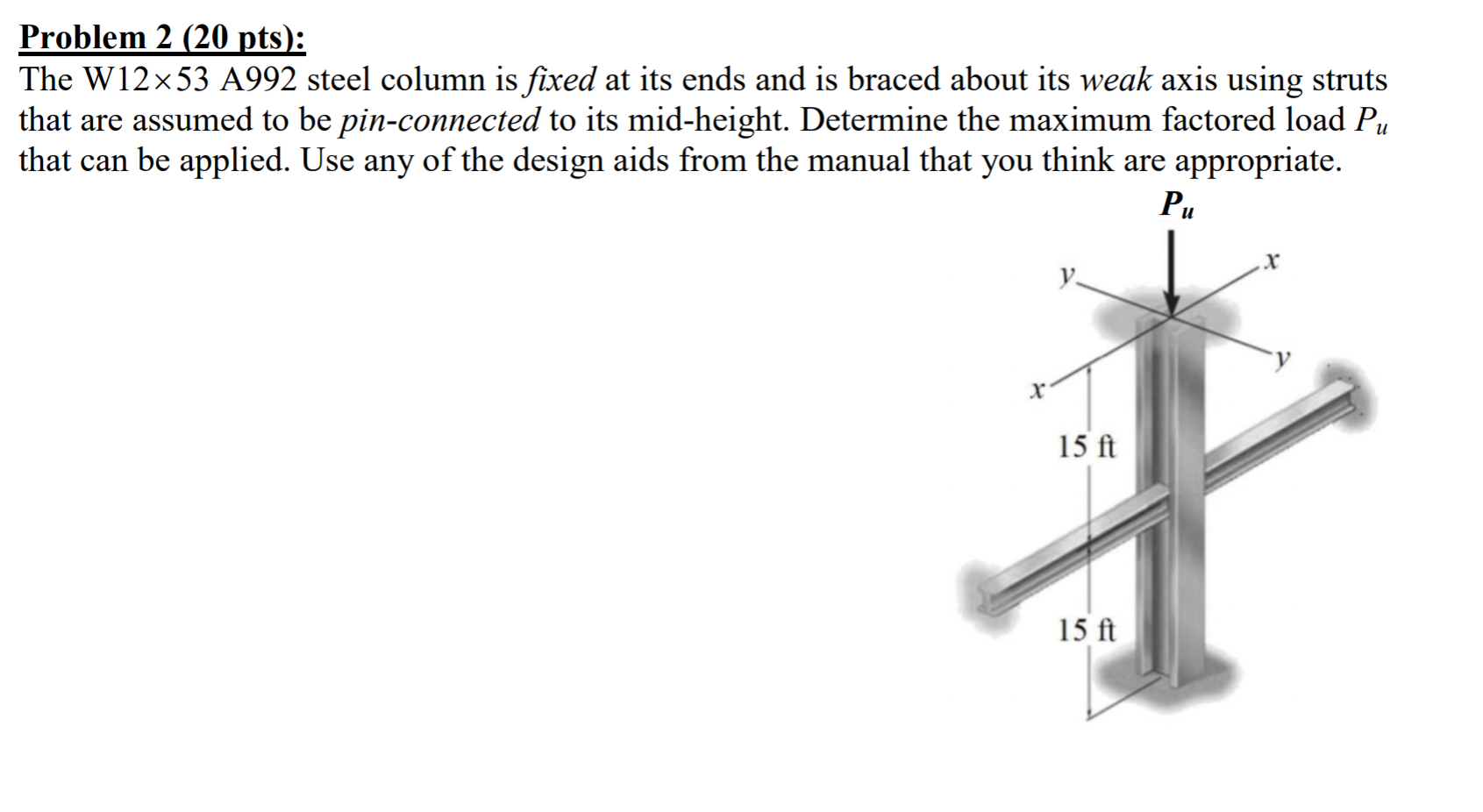 Solved Problem 2 (20 pts): The W12x53 A992 steel column is | Chegg.com