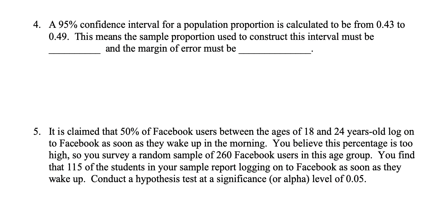 Solved A 95 Confidence Interval For A Population Proportion 5840
