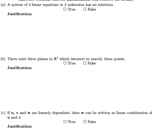Solved (a) A system of 4 linear equations in 3 unknowns has | Chegg.com