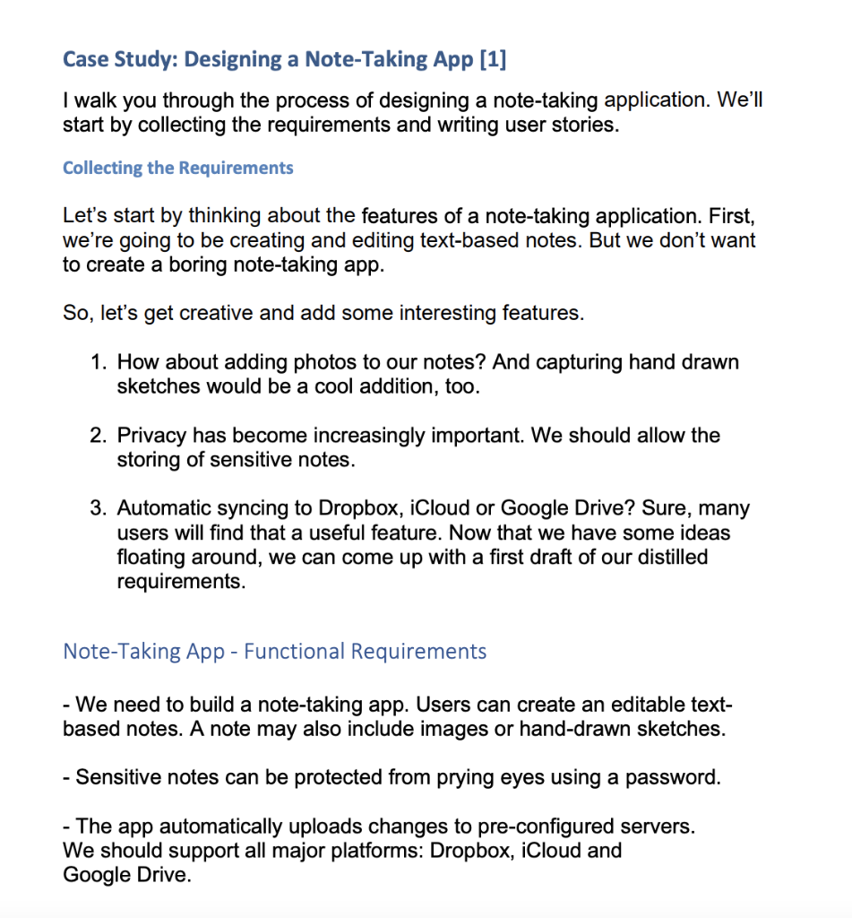Solved Case Study: Designing a Note-Taking App [1] I walk | Chegg.com