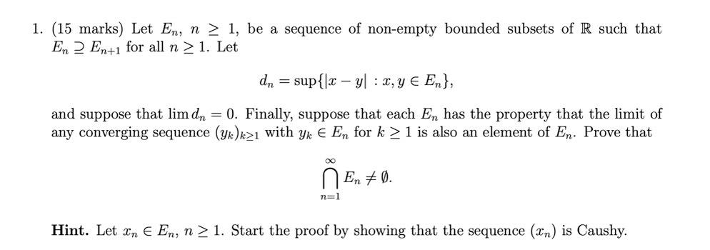 Solved 1. (15 marks) Let En, n > 1, be a sequence of | Chegg.com