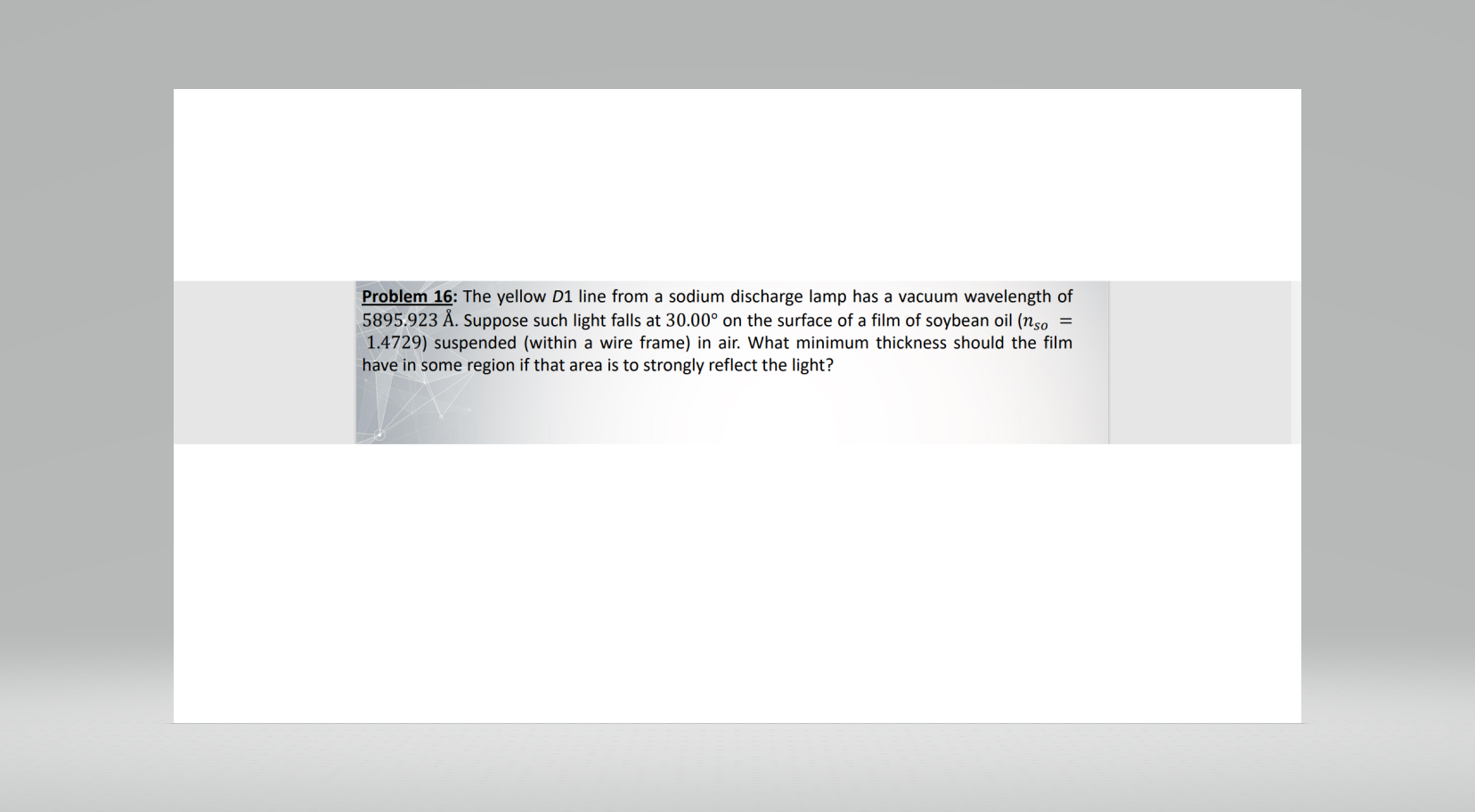 Solved Problem 16: The yellow D1 line from a sodium | Chegg.com