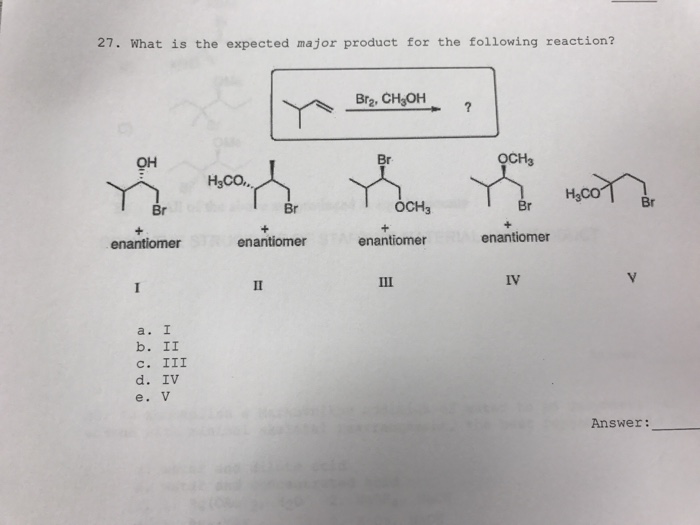 Solved What is the expected major product for the following | Chegg.com